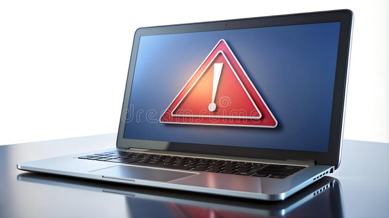Digital Danger: a Triangle of Warning on the Laptop Screen AI Generated ...