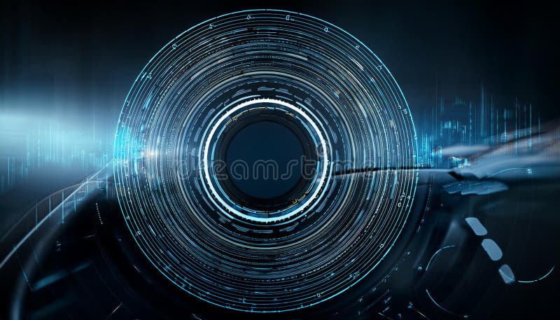 Digital Dark Landing Page Backdrop with Tech Circles. 3D Rendering ...