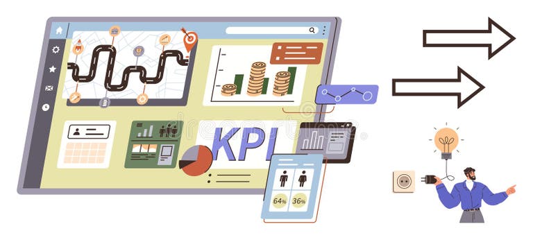 Business Metrics Dashboard Displaying KPI, Data Analysis, and Workflow ...