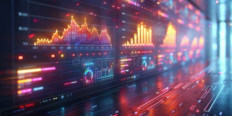 Digital Dashboard with Colorful Data Charts and Graphs, Representing ...