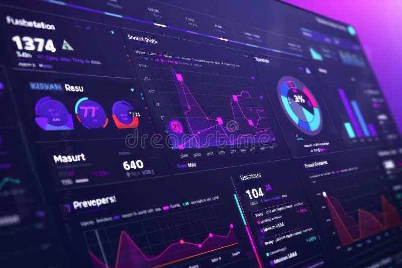 Digital Dashboard with Colorful Graphs and Charts Displaying Real-time Data Analytics ...