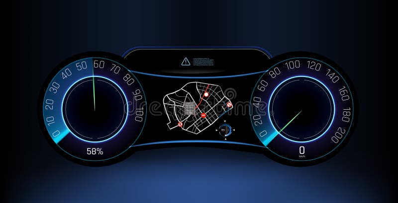 Digital Dashboard Display Featuring Speedometer, Fuel Gauge, and ...