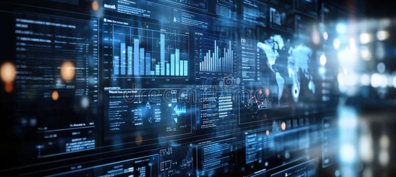 Digital Dashboard Displaying Global Data Stock Illustration - Illustration of internet ...