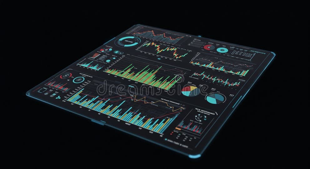 A Digital Dashboard Displaying Multiple Data Visualizations on a Sleek ...