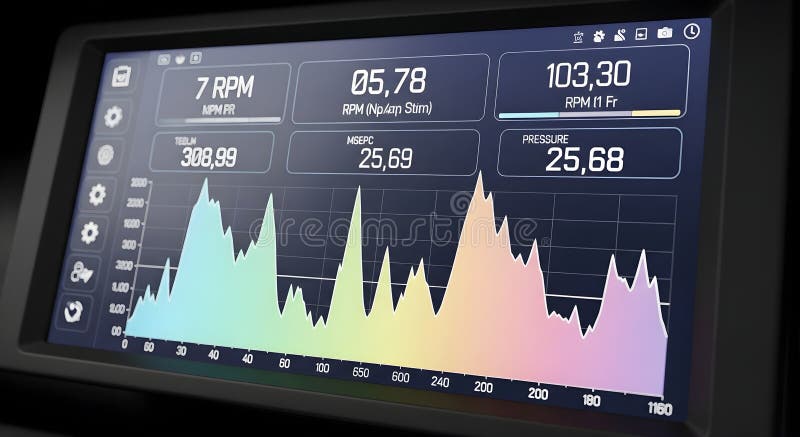 Digital Dashboard Displaying Real-time Engine Performance Data and a ...