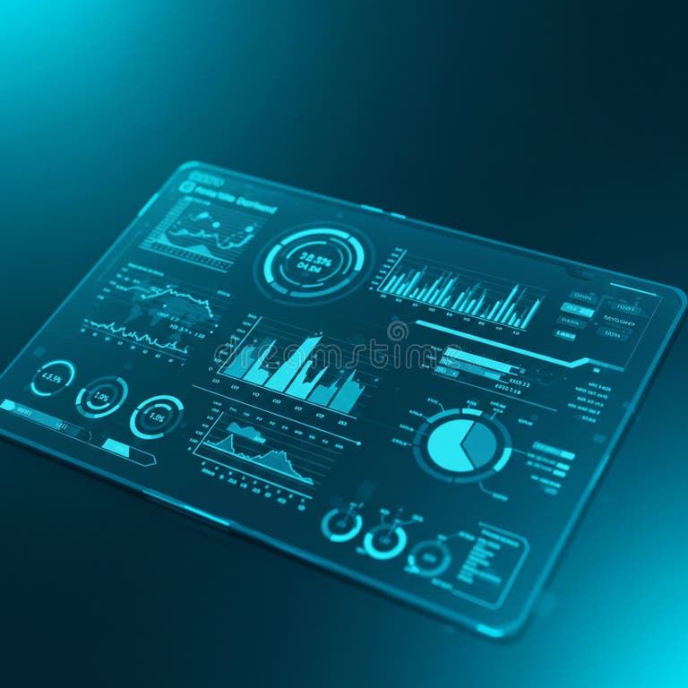 A Digital Dashboard Displaying Various Data Visualizations, Including Line Graphs, Bar Stock ...