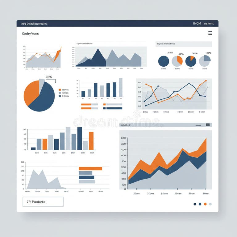 A Digital Dashboard Displaying Various Data Visualizations Including Pie Charts, Bar Stock ...