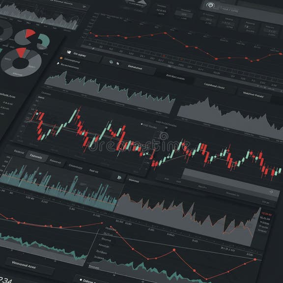 A Digital Dashboard Displaying Various Financial Data Visualizations. it Features Stock ...