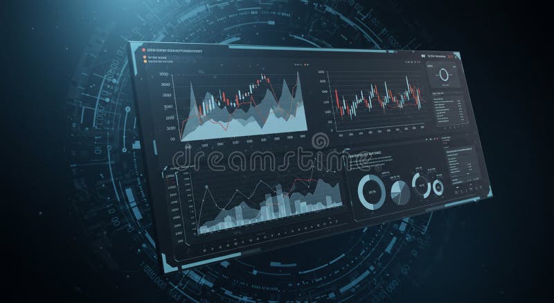A Digital Dashboard Displays Various Data Visualizations and Graphs ...