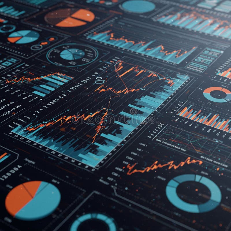 A Digital Dashboard Featuring Multiple Data Visualization Charts and Graphs. the Stock ...