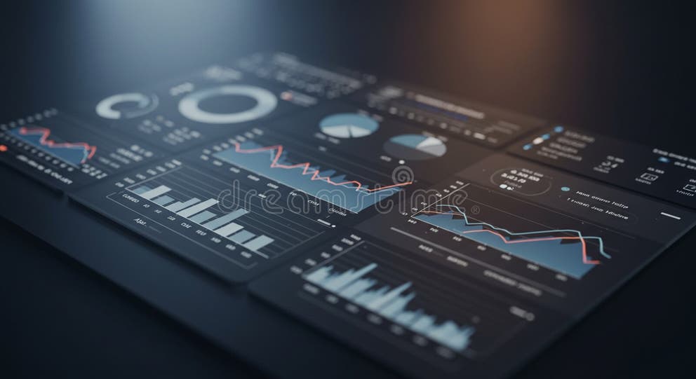 Digital Dashboard Featuring Multiple Widgets Displaying Data Visualizations, Including Stock ...