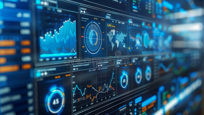 Digital Dashboard with Financial Charts and Global Data Stock ...