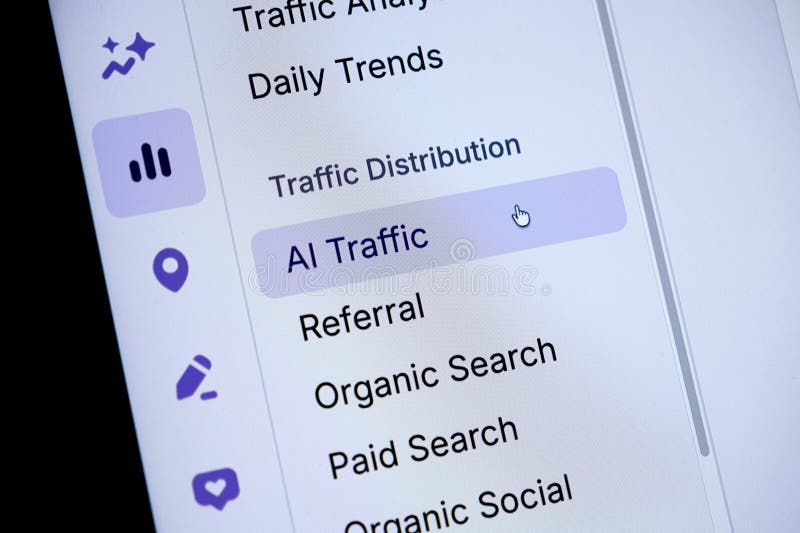 Digital Dashboard Highlights AI Traffic Option with Mouse Pointer ...