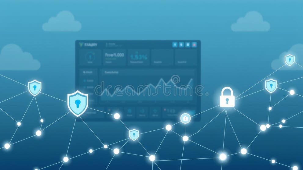 Against a Blue Gradient Background with Stylized Clouds, a Digital ...