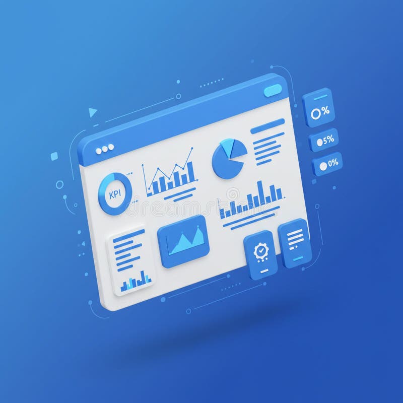 A Digital Dashboard Mock-up Displaying Various Interactive UI Components on Stock Illustration ...