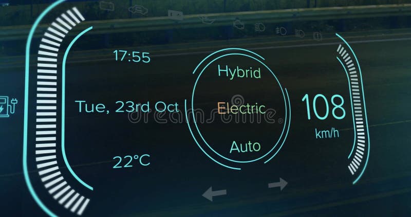 Digital Dashboard Image Over Highway Background Showing Speed, Date ...
