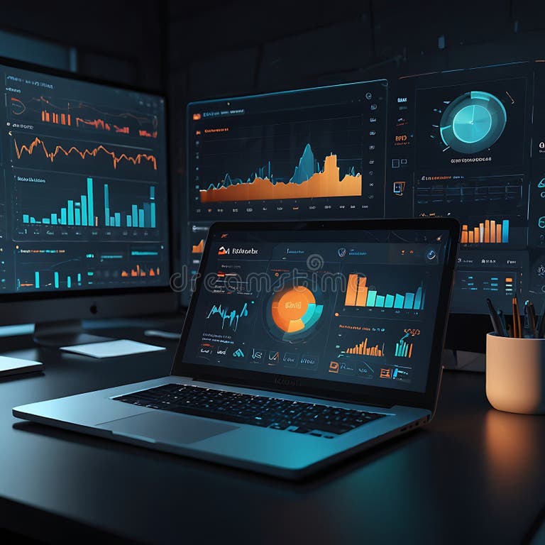 Digital Dashboard with Infographics and Statistical Reports Stock ...