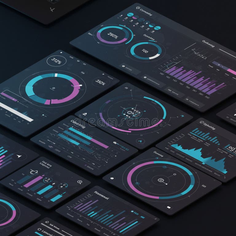 Digital Dashboard Interface Featuring Multiple Data Visualization ...