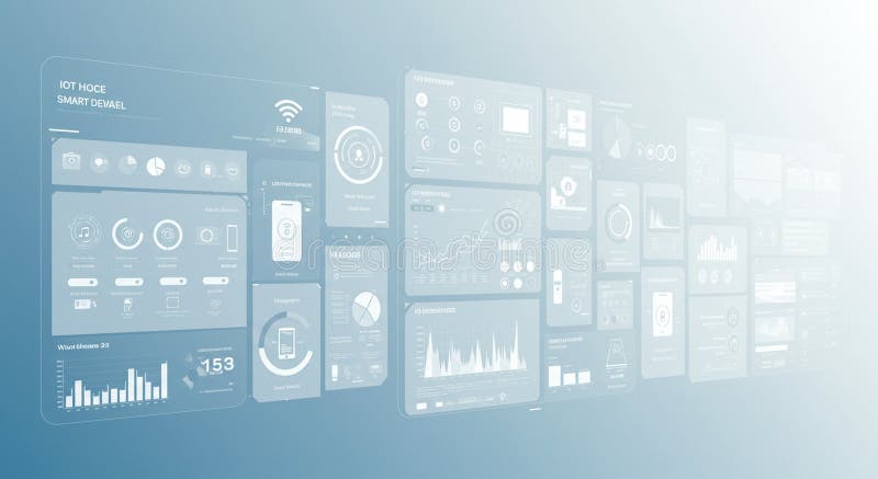 Digital Dashboard Interface with Multiple Panels Showcasing Various ...