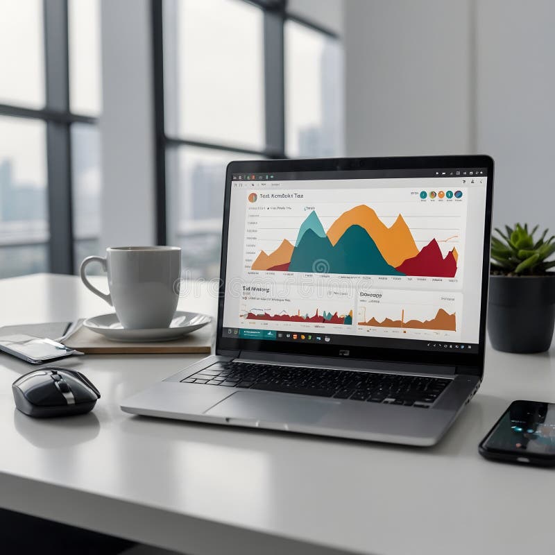 Digital Dashboard, Laptop, and Wireless Accessories in a Modern Tech ...