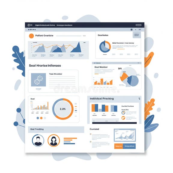 Digital Dashboard with a Modern, Minimalist Design, Featuring Various ...