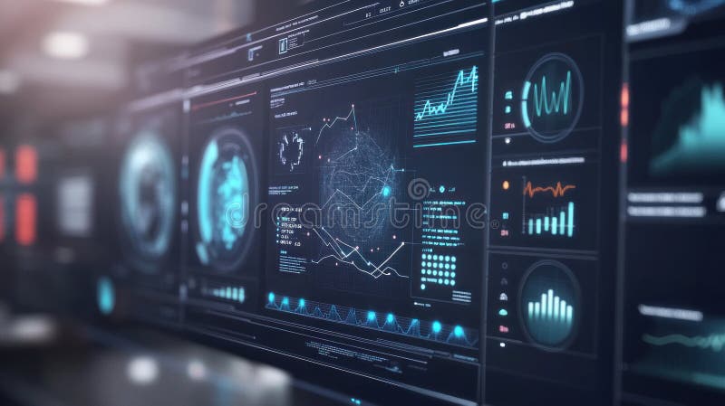 Futuristic Data Analysis Dashboard Interface Stock Illustration ...