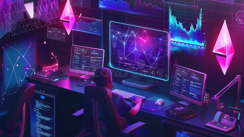 Digital Dashboard Showing Blockchain Metrics and AI Data Processing ...