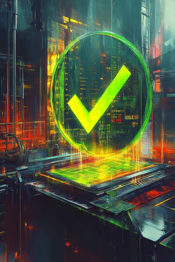 A Digital Dashboard Shows a Sizable Green Tick Mark, Confirming the ...