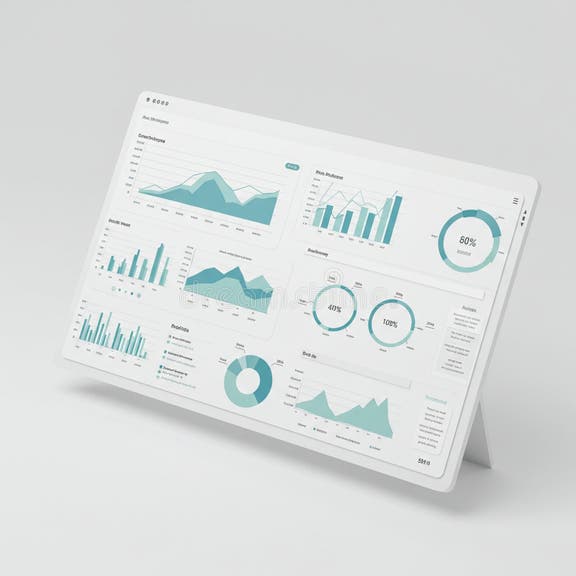A Digital Dashboard on a Tablet Displays Various Analytics with Clear ...