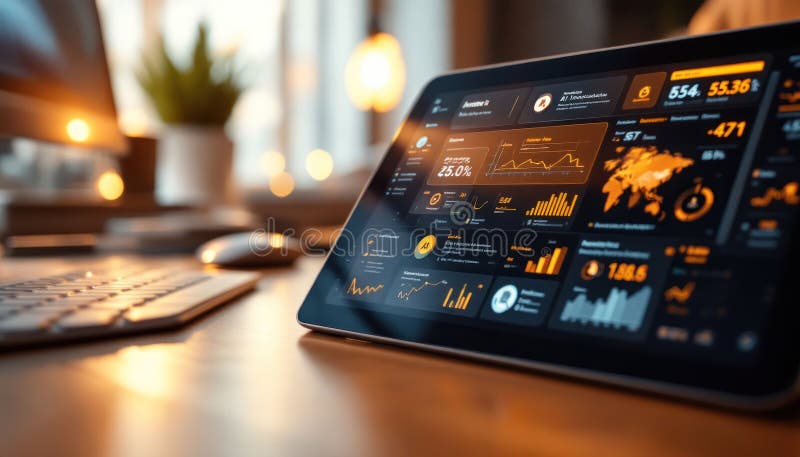 Digital Dashboard on Tablet in Office Environment Stock Photo - Image ...