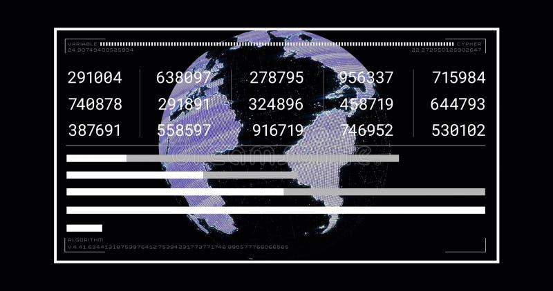 Digital Data And Algorithm Image Over Rotating Earth With Numerical 8685