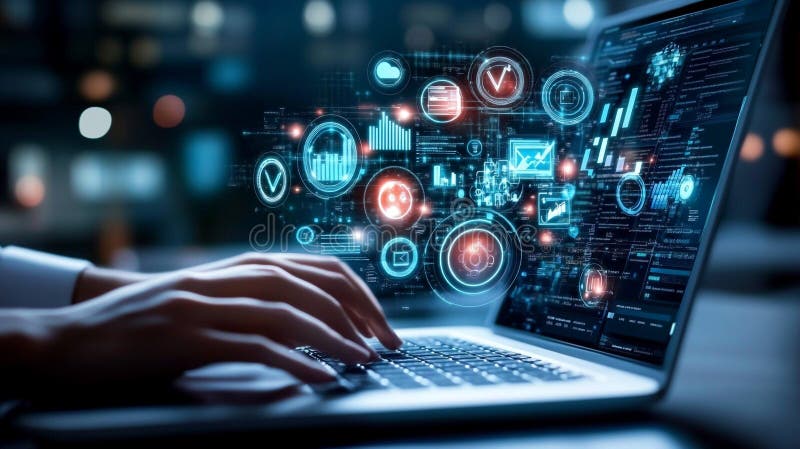 Digital Data Analysis Business Technology Laptop Cybersecurity Network ...