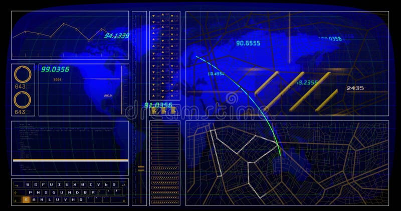 Digital Data Analysis and Coordinates Tracking Animation Over World Map ...