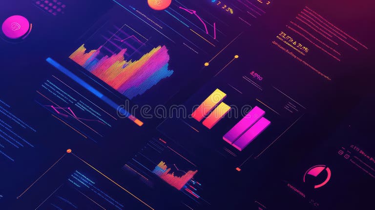 Digital Data Analysis Displaying Charts and Financial Analytics Stock ...