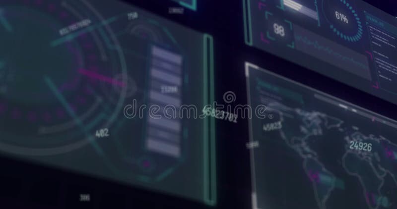 Digital Data and Analytics Animation Over Futuristic Interface with Numbers and Graphs Stock ...
