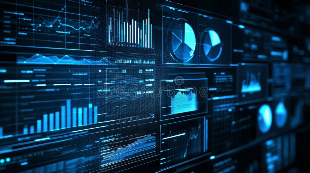 Digital Data Analytics Dashboard with Bright Graphs and Charts Stock ...
