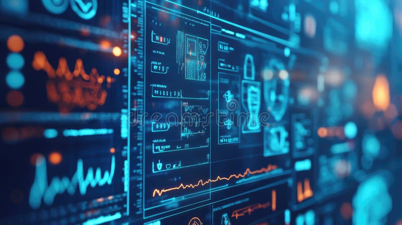 Digital Data Analyzing with Futuristic User Interface and Graphs Stock Photo - Image of ...