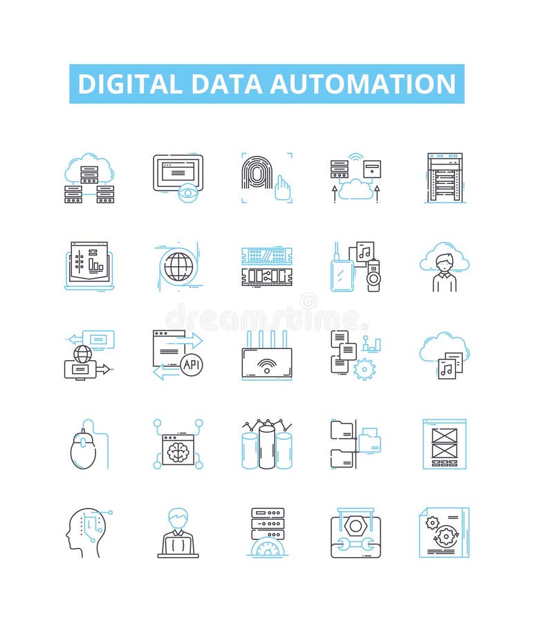 Digital Data Automation Vector Line Icons Set. Digital, Data ...