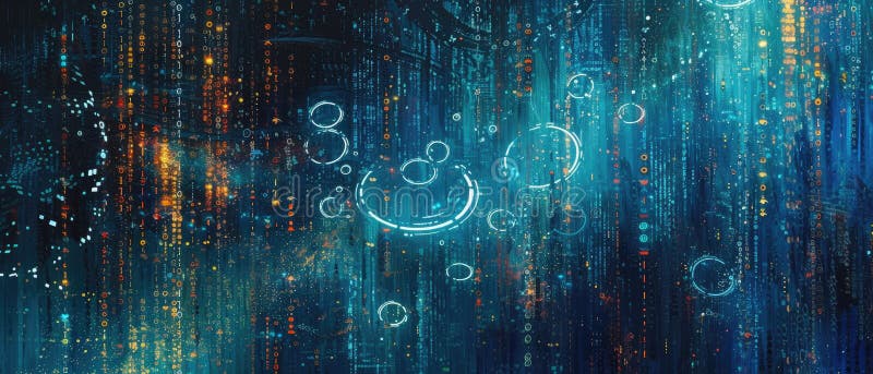 Digital Data Background, Banner with Abstract Network Information ...