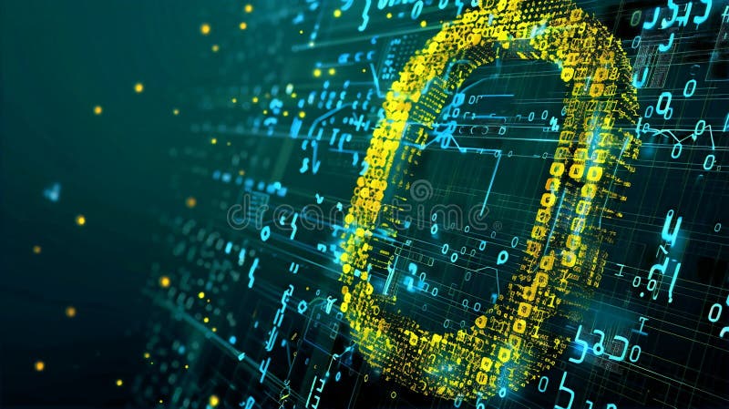 Digital Data Background With Binary Code And Glowing Digital Numbers Stock Illustration
