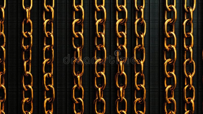 Golden Chains on Dark Grid Abstract Tech Background Security Luxury ...