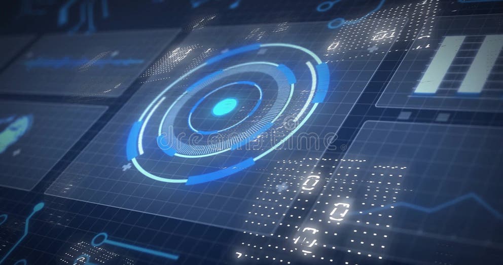 Digital Data and Binary Code Processing Image Over Futuristic Interface Stock Photo - Image of ...