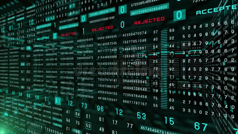 Digital Data Binary Number Perspective Depth of Field Display Template. HUD Cyberspace Security ...