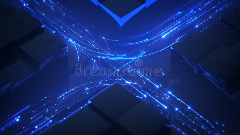 Digital Data Blue Flow 3D Rendering Stock Illustration - Illustration ...