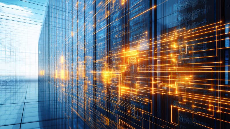 Digital Data Center Network Stock Illustration - Illustration of ...