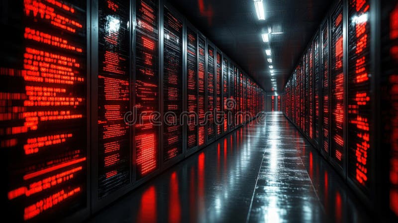 Digital Data Center, Server Room Corridor Stock Illustration ...