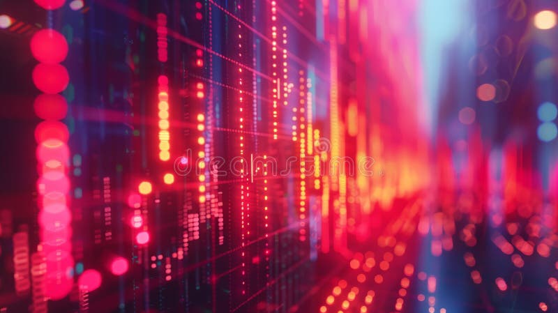 Digital Data Center with Vibrant Led Lights Stock Illustration ...