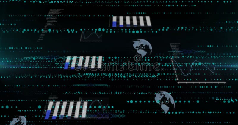 Digital Data Charts and Globe Graphics Over Network of Connections ...