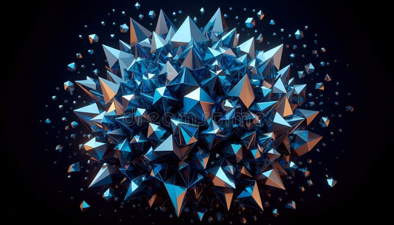 Digital Data Concept with Floating Geometric Shapes Stock Photo - Image ...