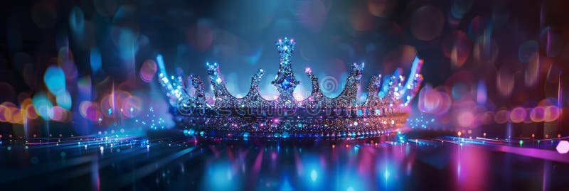 Digital Data Crown, Dark Digital Realm, Sparkling Data Bits, Royal Blue ...